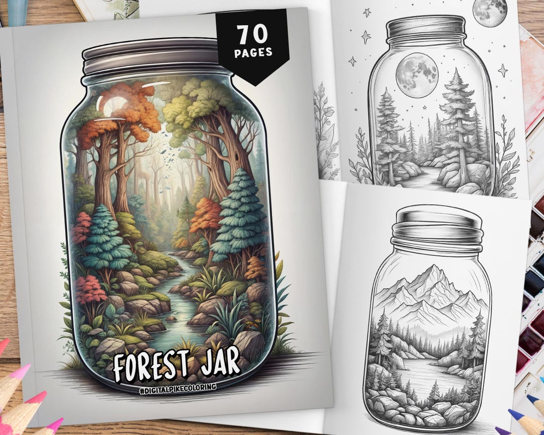 70 Forest Jar Coloring Pages, Coloring Sheets, Fantasy Coloring ...