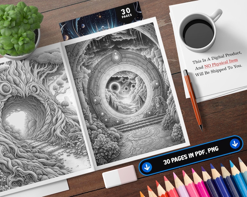 30 Ancient Portals Coloring Pages, Coloring Sheets, Fantasy Coloring ...