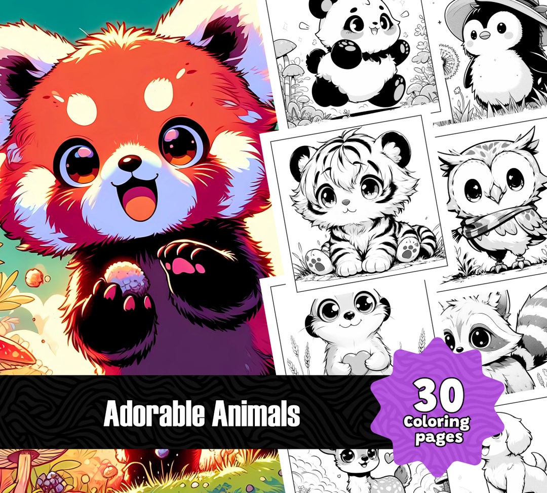 30 Adorable Kawaii Animals, Baby Animals, Coloring Pages for Kids ...