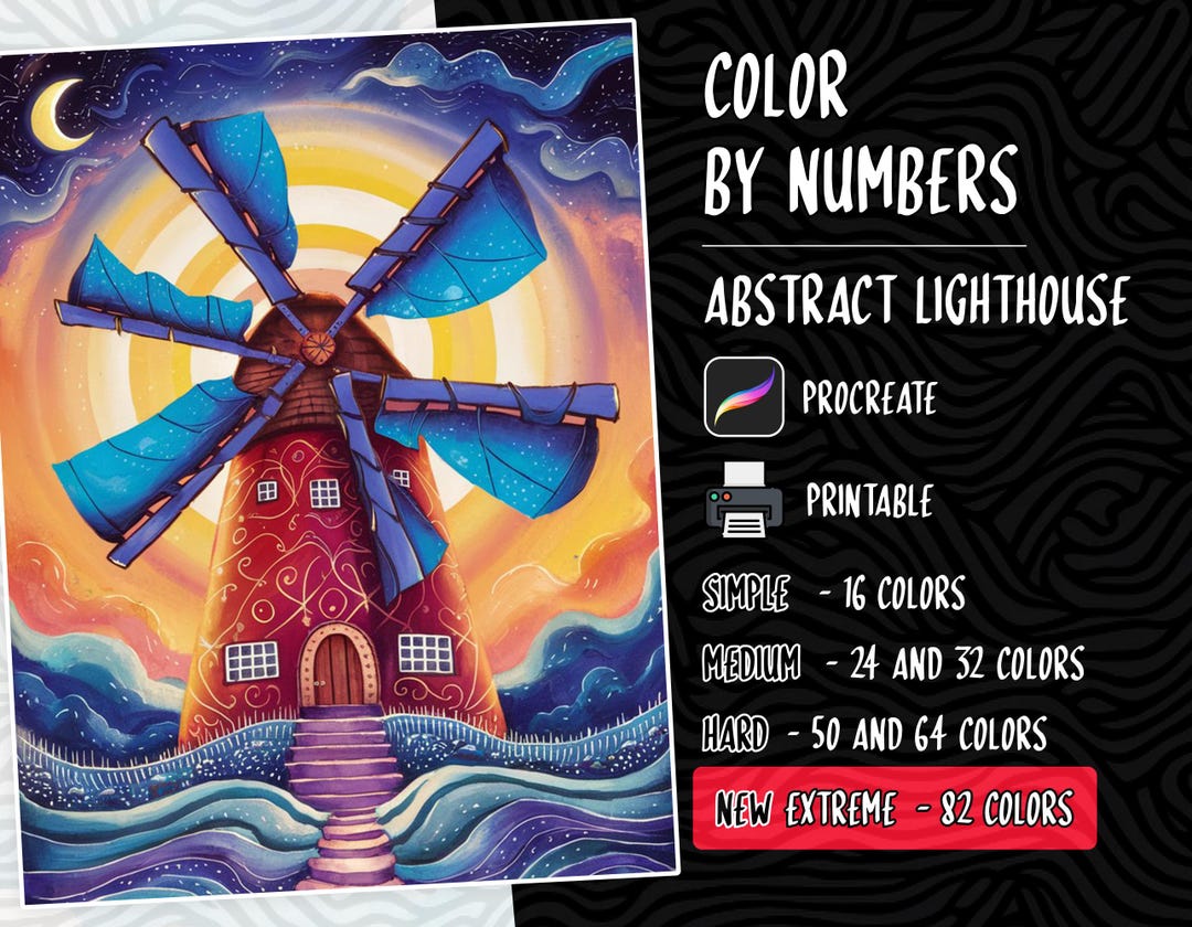 Color by Number, Digital Coloring Pages, Paint by Numbers, Procreate ...