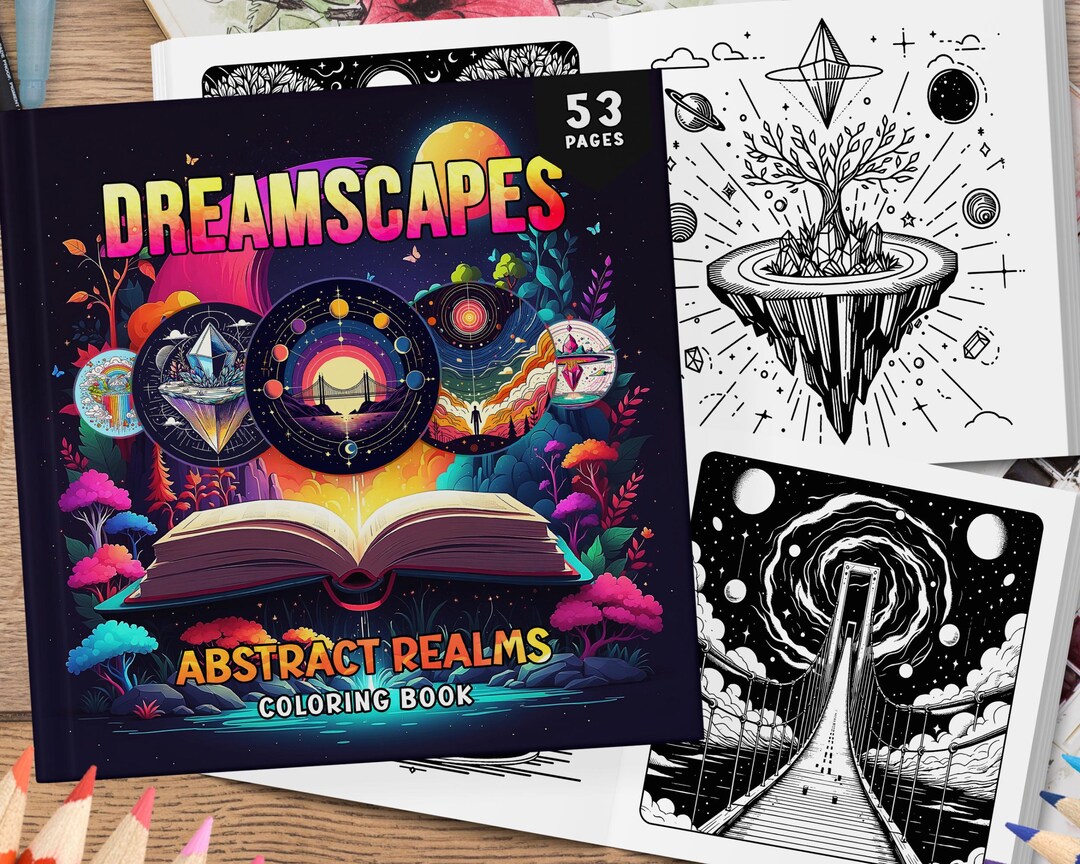 53 Abstract Realms Coloring Book, Adults Coloring Book, Dreamscapes ...