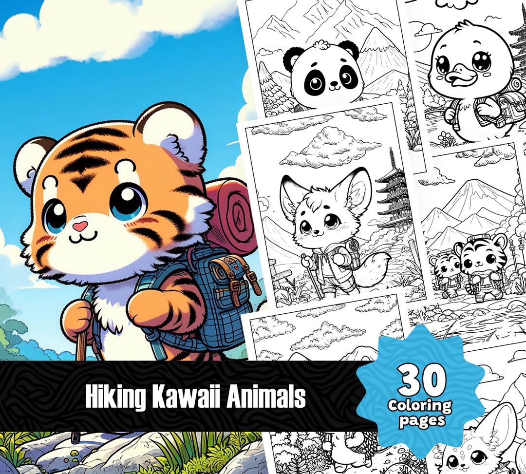 30 Hiking Kawaii Animals, Cute Baby Animals, Coloring Pages for Kids ...