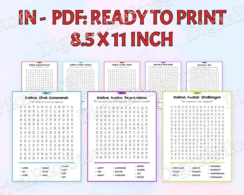 Roblox Word Search for Kids, Kids Activity, 90 Puzzles, 1000 Words ...