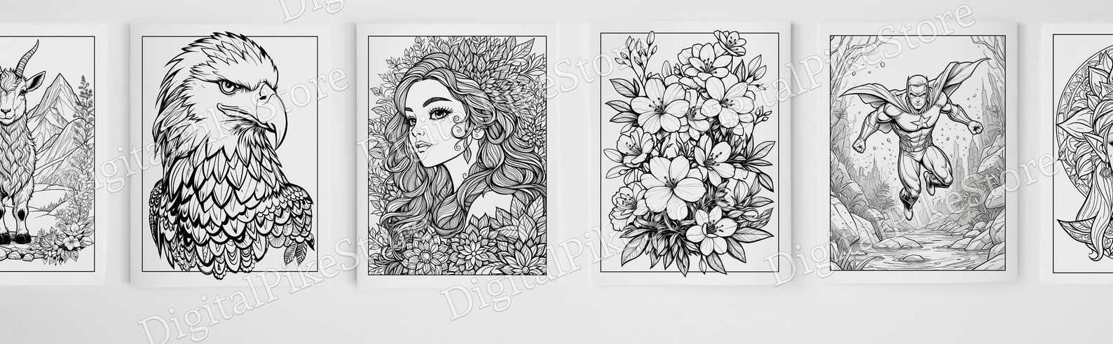 Blend and Relax Coloring Book, Mixed Styles Coloring Pages, Flowers ...