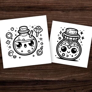 Bold and Easy Coloring Book Cute Magic Potion Jars Simple Coloring ...