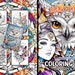 Blend and Relax Coloring Book, Mixed Styles Coloring Pages, Flowers ...