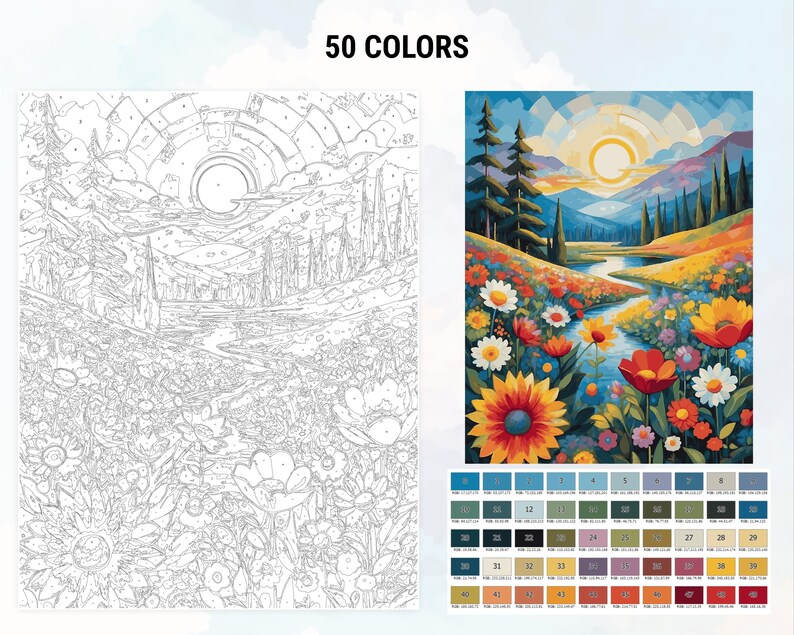 Color by Numbers, Paint by Numbers, Digital Coloring Pages, Procreate ...