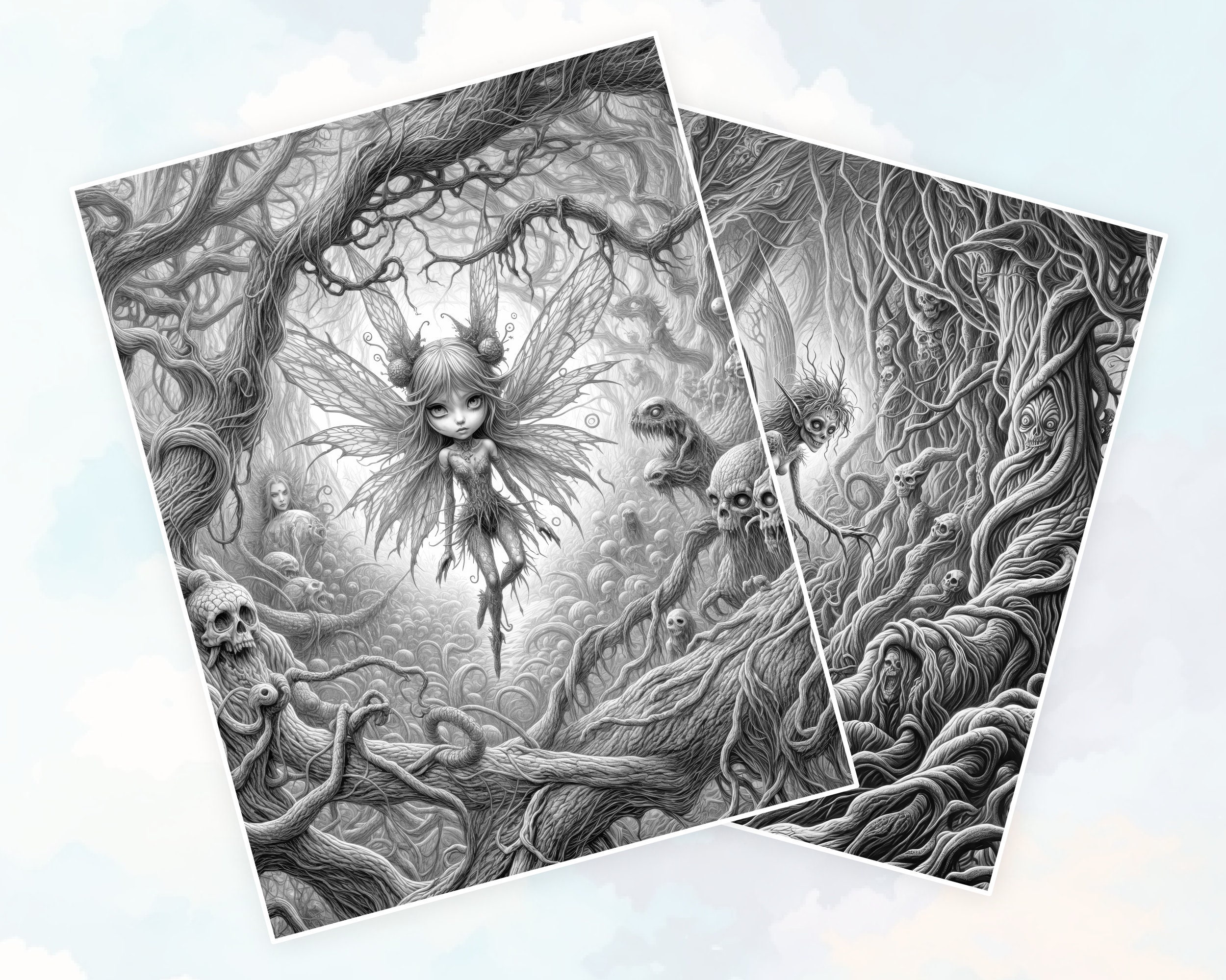 40 Psychedelic Fairy Forest Coloring Pages, Creepy Fairy, Creepy Forest ...