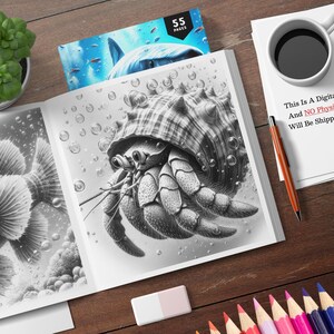 55 Ocean Creature Coloring Pages, Grayscale Coloring Book, Coloring ...