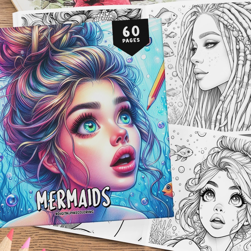 Mermaids Coloring Book - Etsy UK