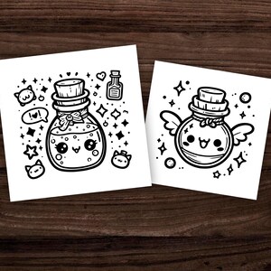 Bold and Easy Coloring Book Cute Magic Potion Jars Simple Coloring ...