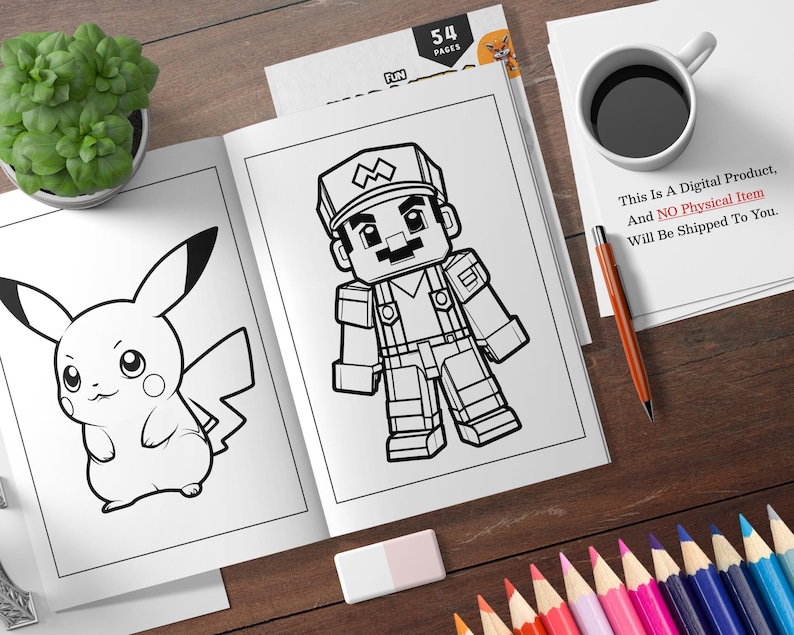 54 Video Games Coloring Book for Kids, Coloring Sheets, Coloring Pages ...