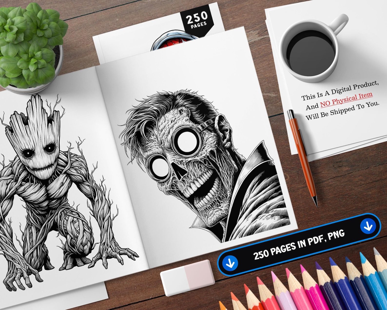 250 Creepy Superheroes Coloring Book BUNDLE, Comics Coloring, Superhero ...