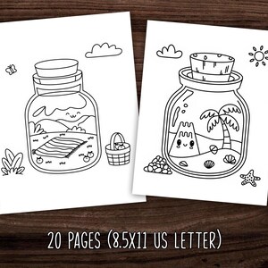 Bold and Easy Coloring Book Simple Coloring Pages Cute Jars Kawaii Jars ...