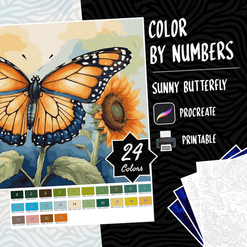 Color by Numbers Butterfly - Etsy