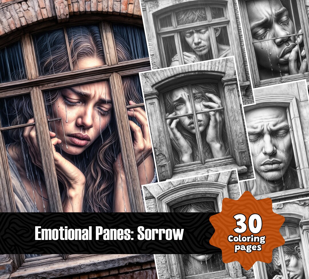 30 Emotional Panes: Sorrow Coloring Pages, Surrealism Coloring Book ...