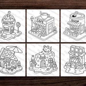 100 Tiny Shops Coloring Book Cute Houses Coloring Kids Coloring Pages ...