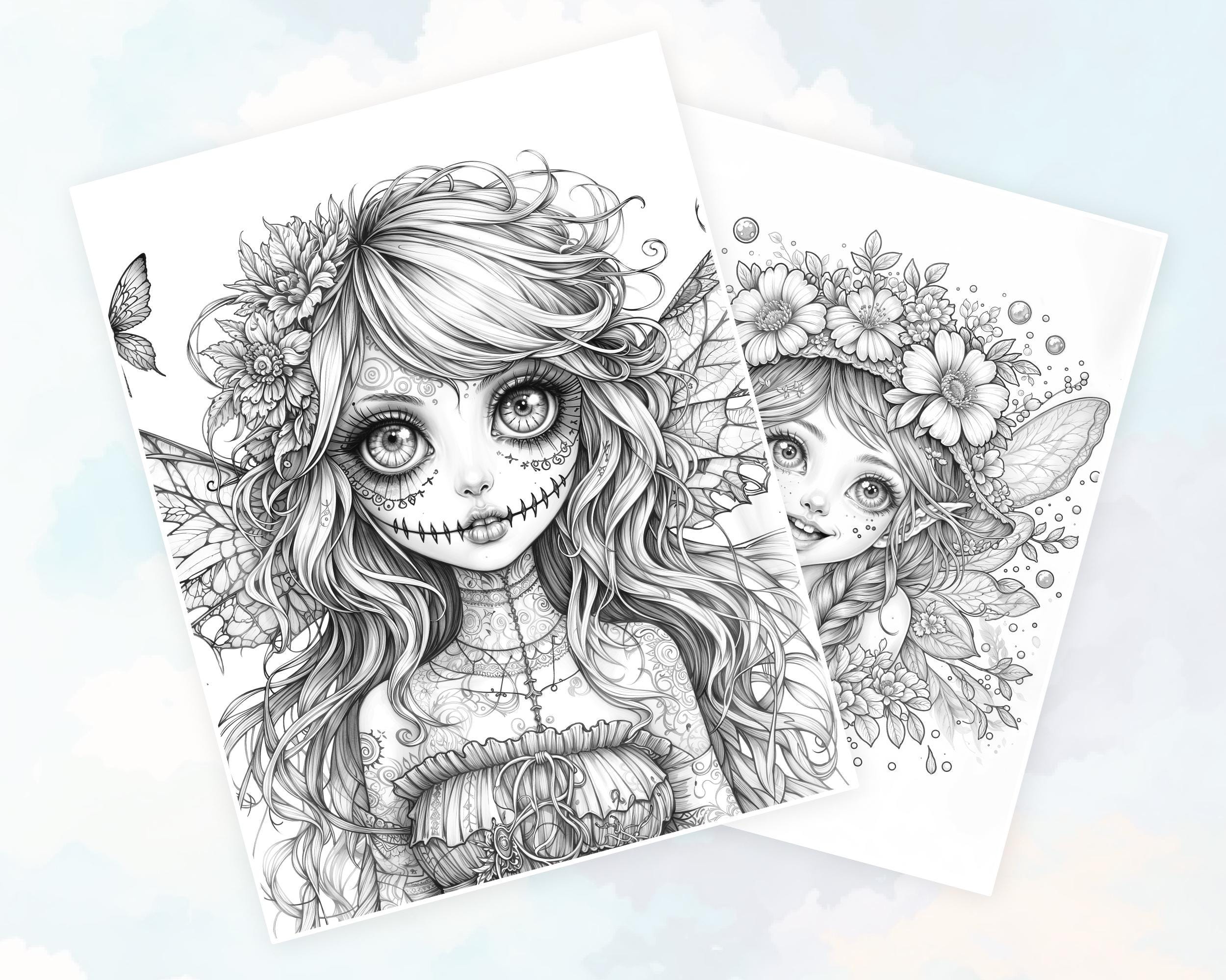 1300 Fairy Coloring Book, Bundle Coloring, Grayscale Coloring Book ...