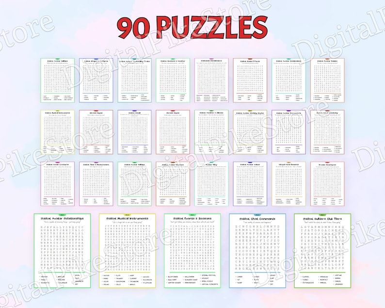 Roblox Word Search for Kids, Kids Activity, 90 Puzzles, 1000 Words ...