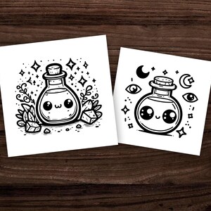 Bold and Easy Coloring Book Cute Magic Potion Jars Simple Coloring ...