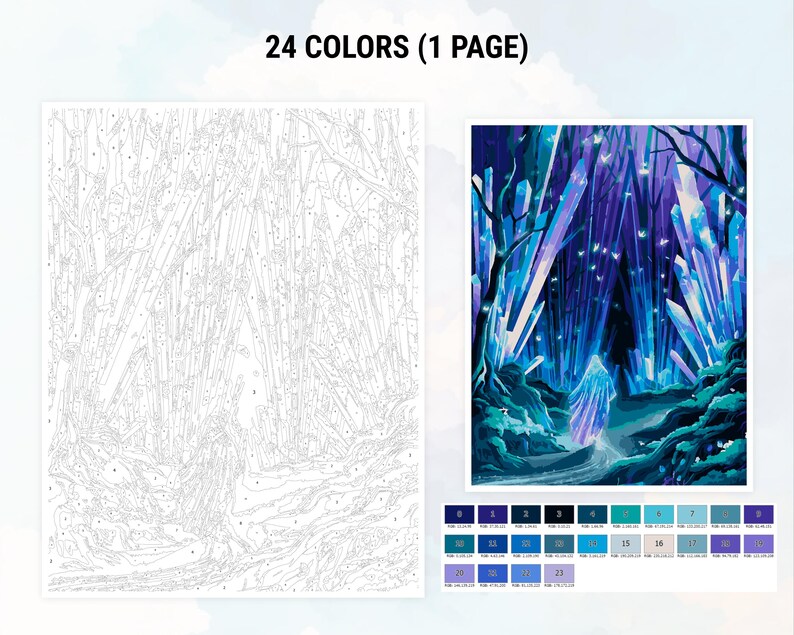Landscape Coloring Paint by Numbers Color by Numbers Digital Coloring ...