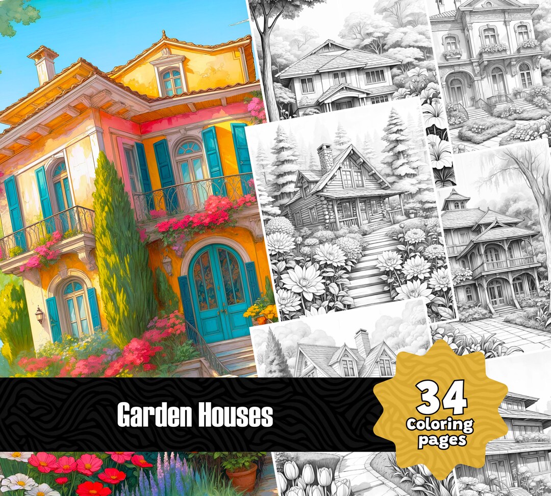 34 Garden House Coloring Pages, Grayscale Coloring Pages, Coloring ...