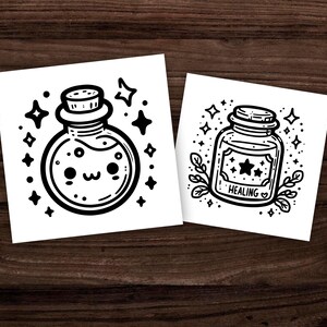 Bold and Easy Coloring Book Cute Magic Potion Jars Simple Coloring ...