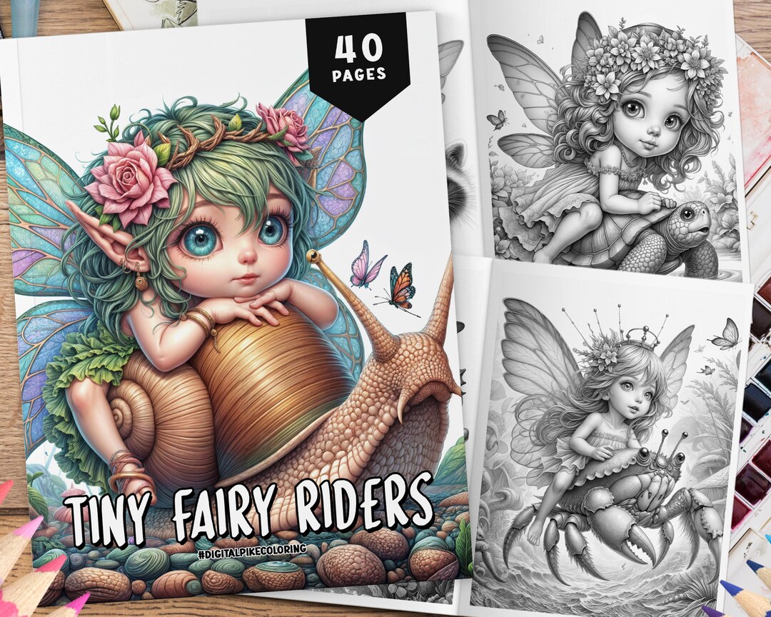 40 Tiny Fairy Riders Coloring Pages, Grayscale Coloring Pages, Coloring ...