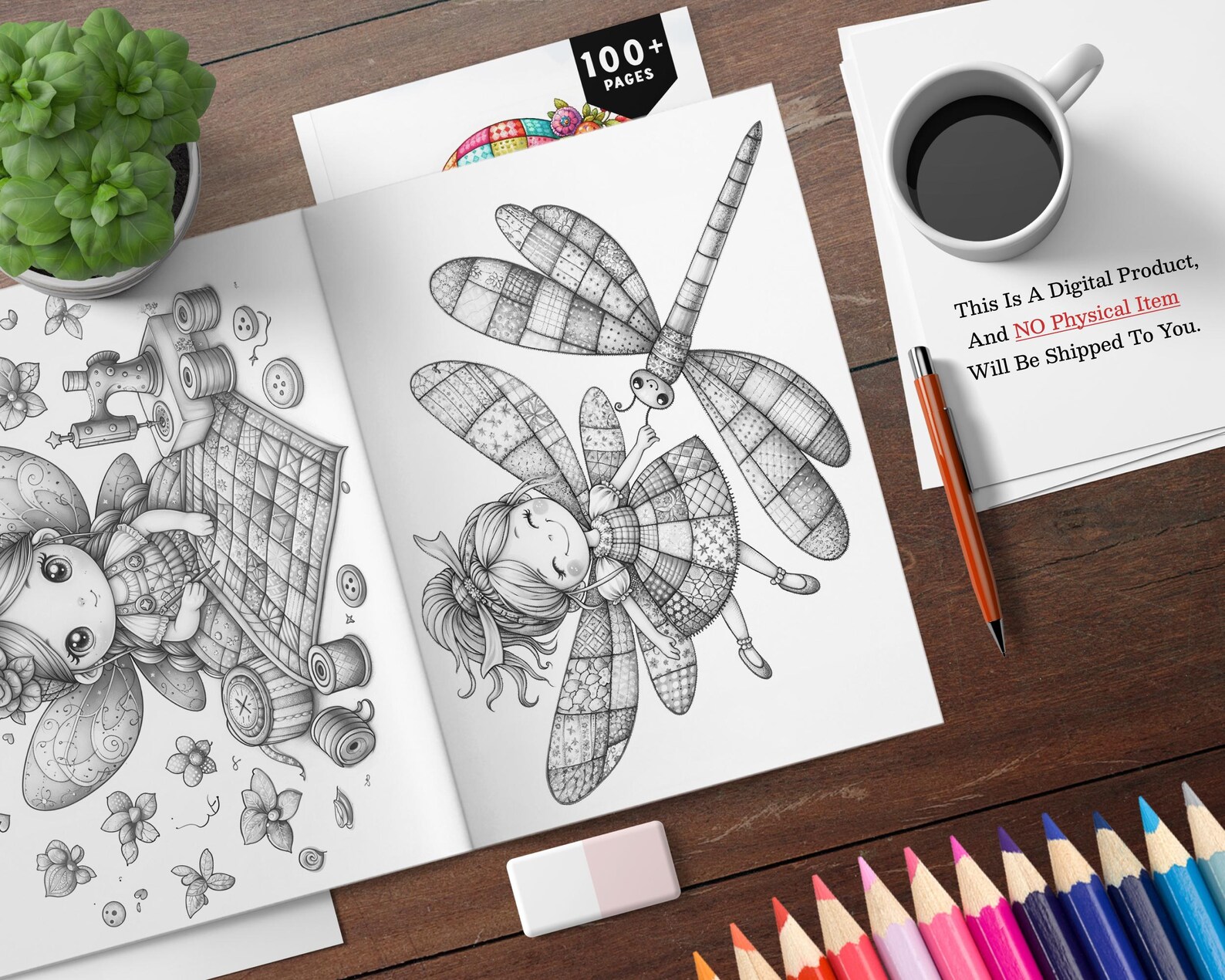 100 Patchwork Fairy Coloring Book, Grayscale Coloring, Coloring Sheets ...