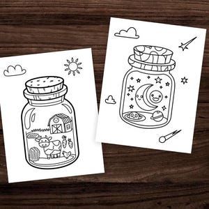 Bold and Easy Coloring Book Simple Coloring Pages Cute Jars Kawaii Jars ...