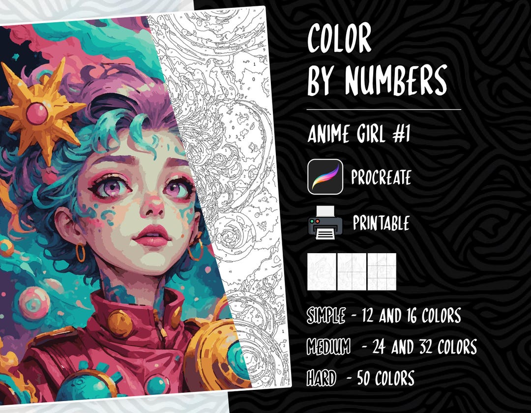 Color by Numbers, Digital Coloring Pages, Paint by Numbers, Procreate ...