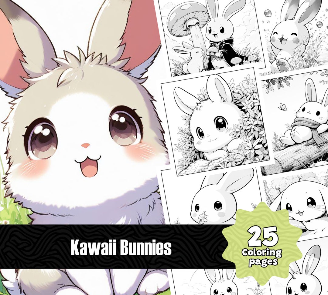 25 Kawaii Bunnies Coloring Pages, Baby Animals Coloring Pages for Kids ...