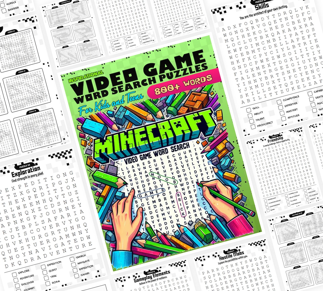 Minecraft Word Search for Kids, Kids Activity, 66 Puzzles, 800+ Words ...