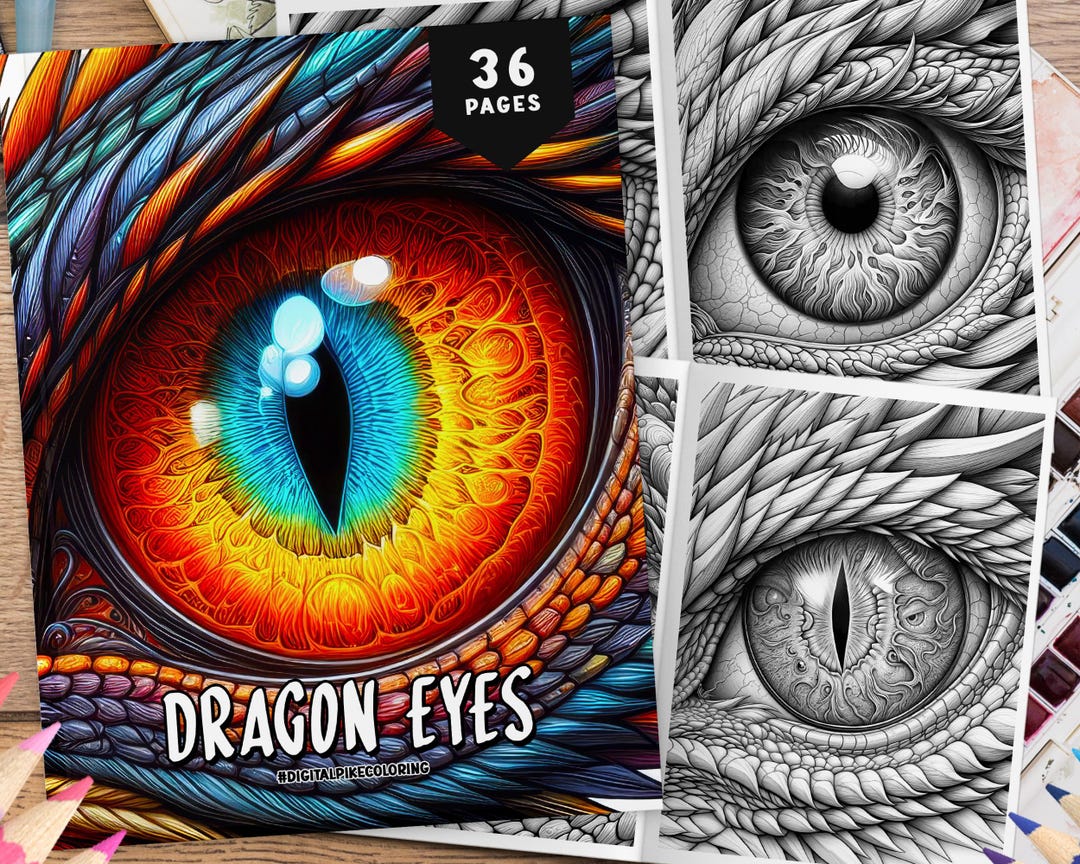 36 Dragon Eyes Coloring Pages, Grayscale Coloring, Coloring Sheets ...