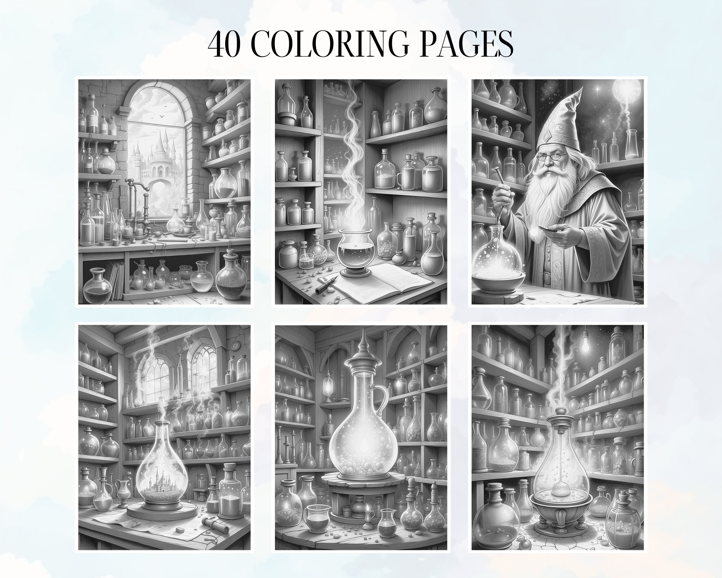 40 Enchanted Potion Shop Coloring Pages, Coloring Sheets, Adult ...