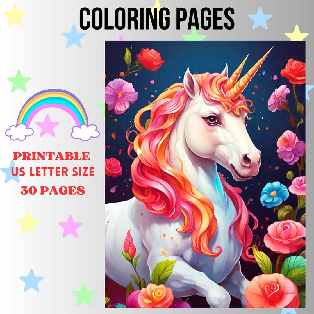 Magical World of Unicorns Coloring Pages Digital Download Сreativity ...
