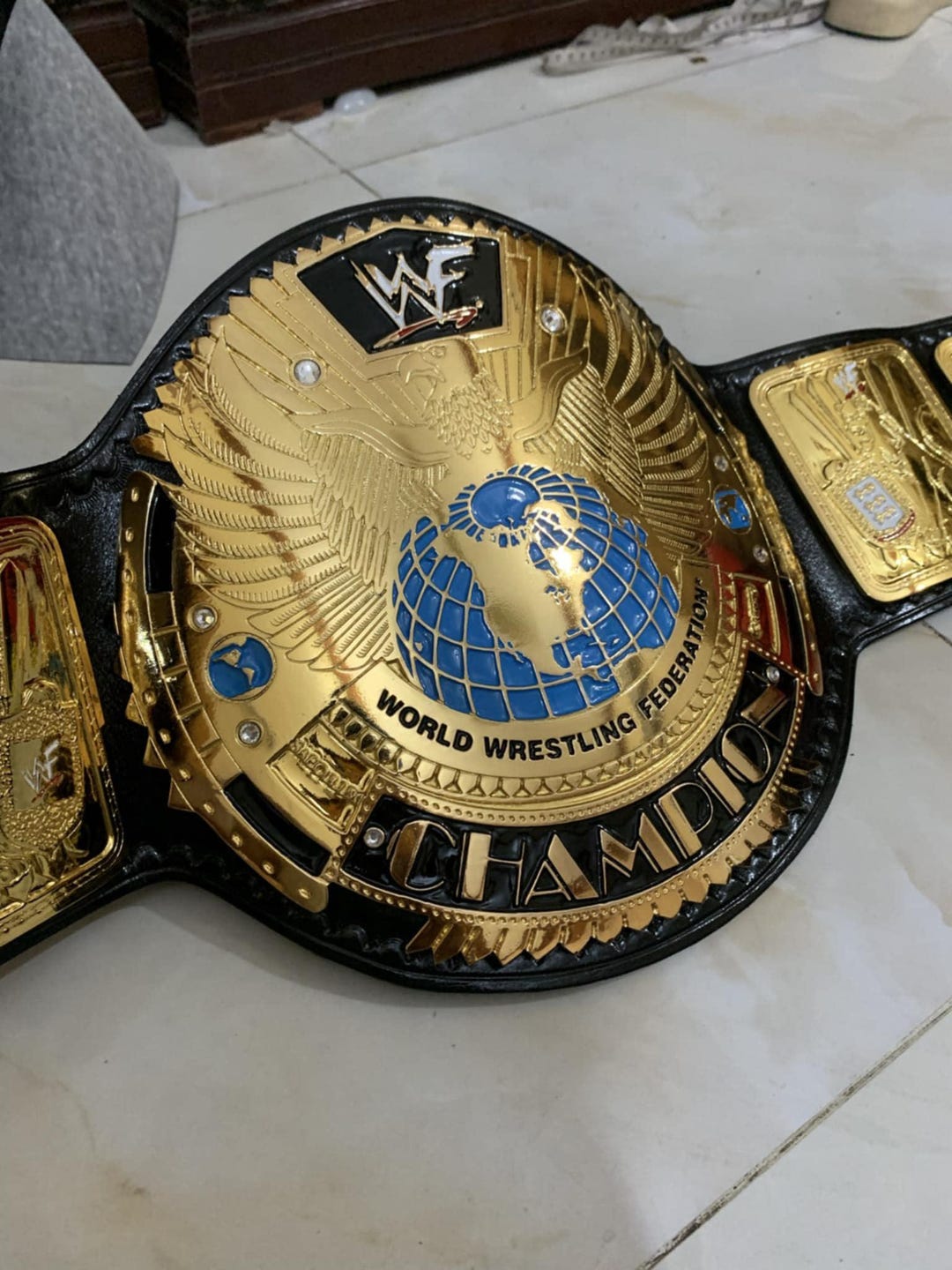 BIG EAGLE Scratch Logo Title Belt, CNC Engraved, Gold Plated Zinc Metal ...