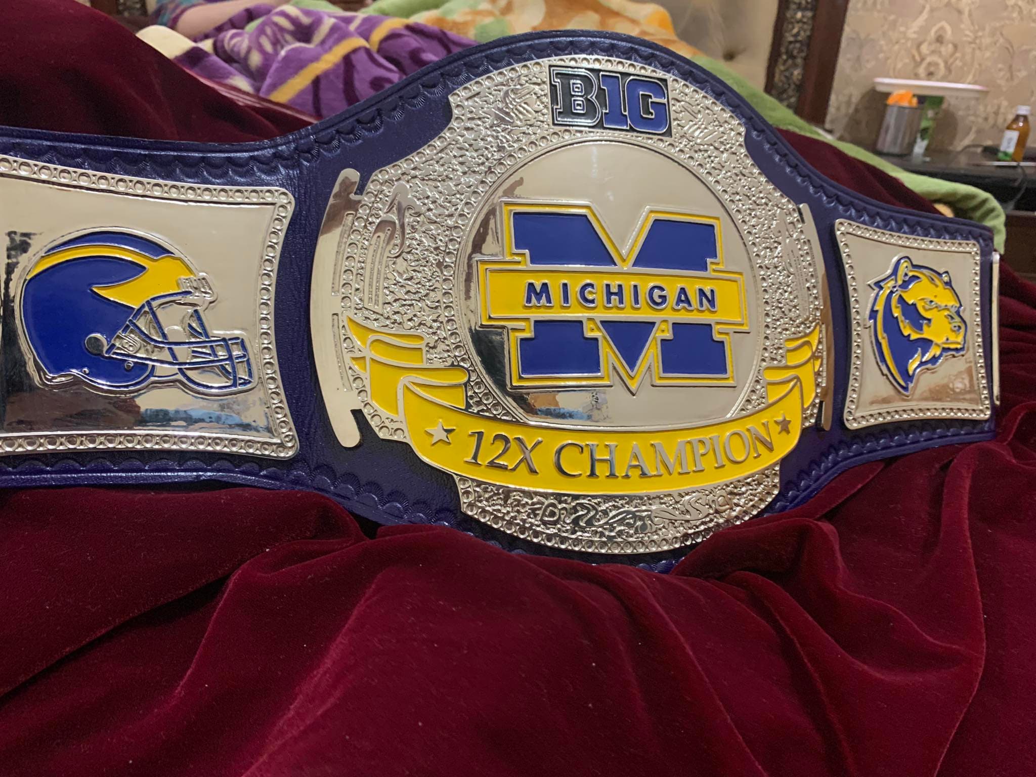 MICHIGAN CHAMPIONSHIP BELT, 4mm Zinc Plates, Real Leather Strap, Adult ...
