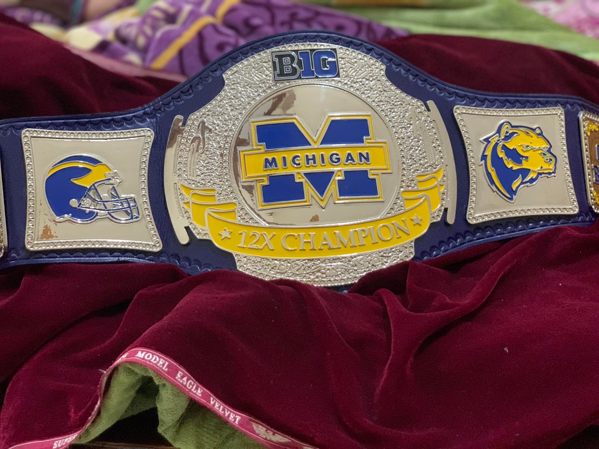 MICHIGAN CHAMPIONSHIP BELT, 4mm Zinc Plates, Real Leather Strap, Adult ...
