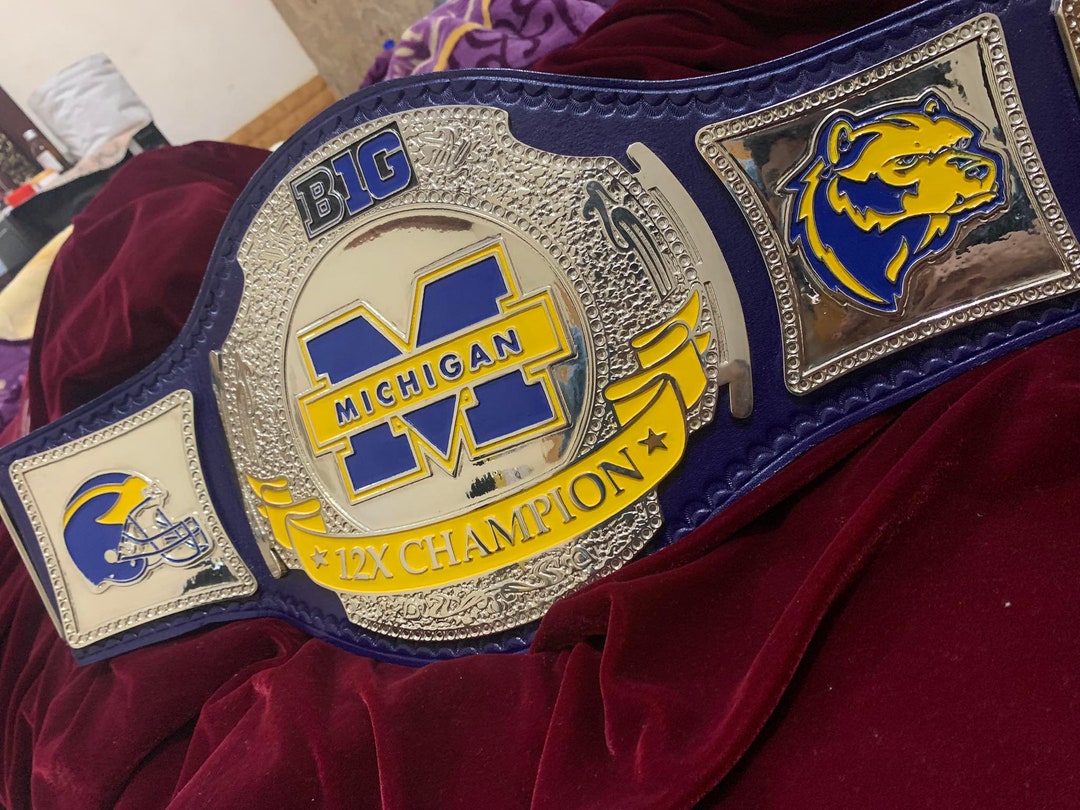 MICHIGAN CHAMPIONSHIP BELT, 4mm Zinc Plates, Real Leather Strap, Adult ...