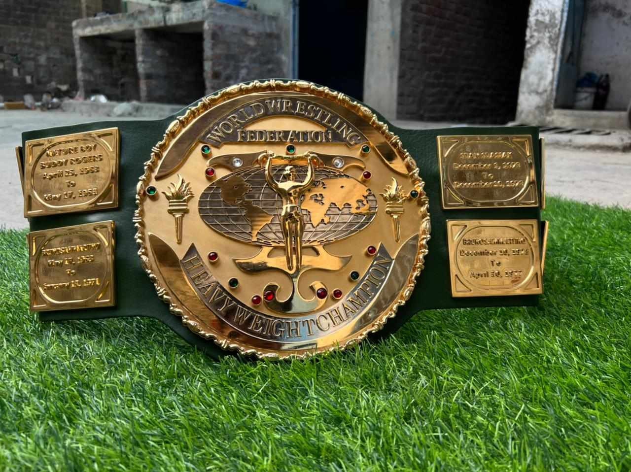 BIG GREEN Heavyweight Championship BELT. 4mm Zinc , Cnc Engraved. 2 ...