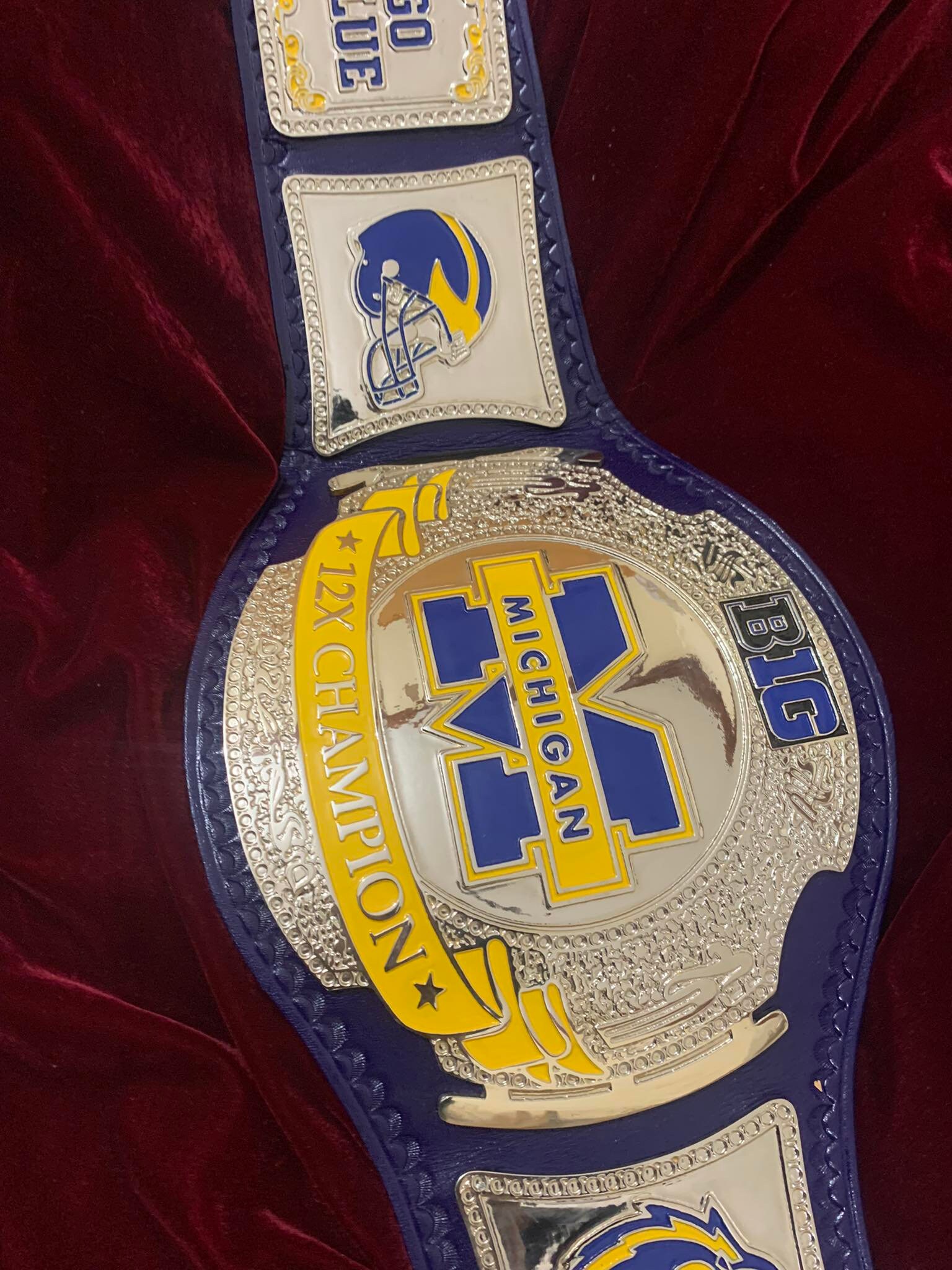 MICHIGAN CHAMPIONSHIP BELT, 4mm Zinc Plates, Real Leather Strap, Adult ...