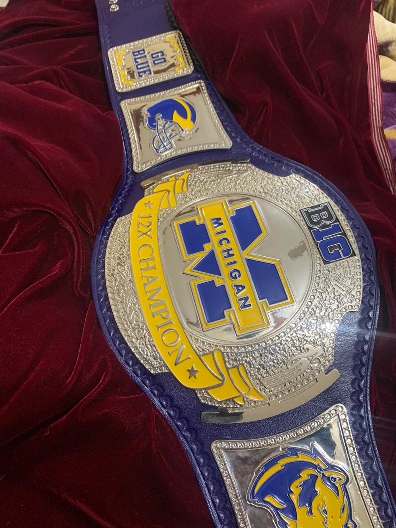 MICHIGAN CHAMPIONSHIP BELT, 4mm Zinc Plates, Real Leather Strap, Adult ...