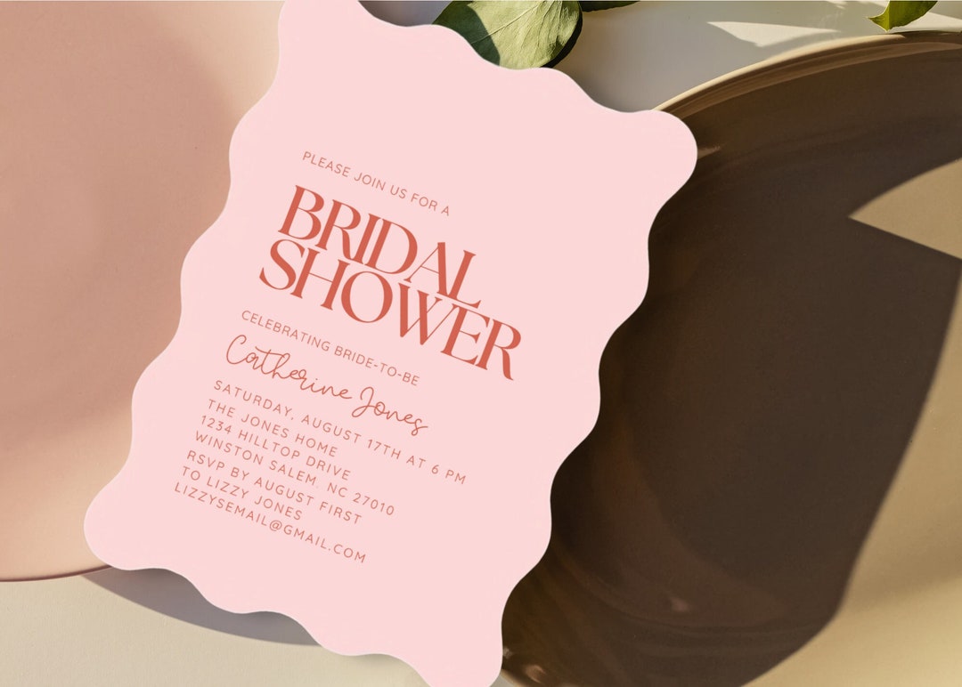 Wavy Edge Bridal Shower Invitations Wavy Edge Bridal Shower Invites ...