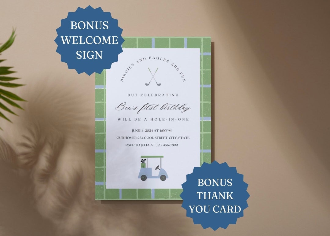 Hole in One Birthday Invitation | BONUS Thank You Card | BONUS Welcome ...