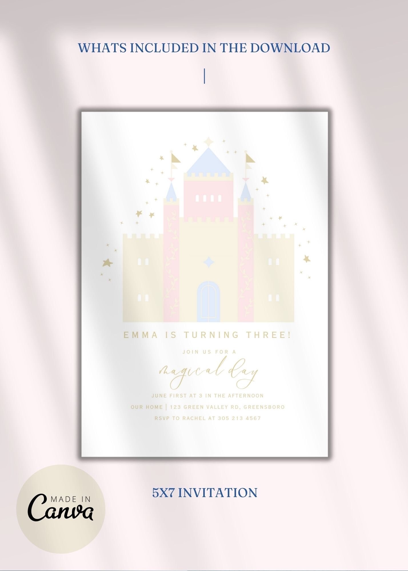 Princess Castle Birthday Invitation Template - Etsy