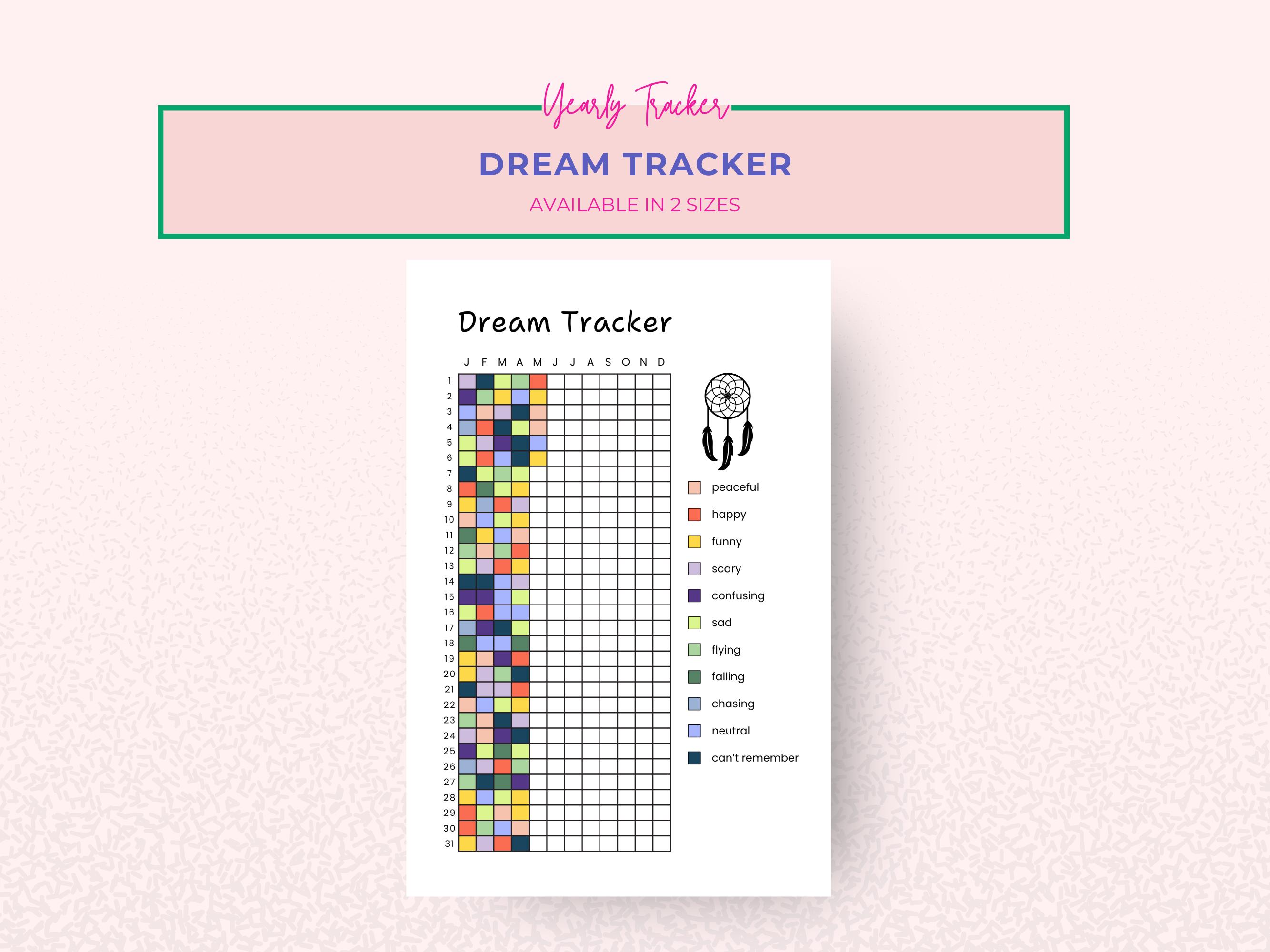 Dream Tracker, Printable Dream Journal, Dreams Diary, Dream Logging ...