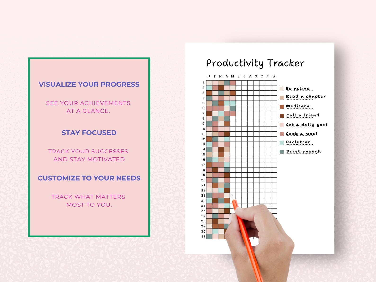 Productivity Tracker, Printable Journal Page, Digital Planner Pages ...