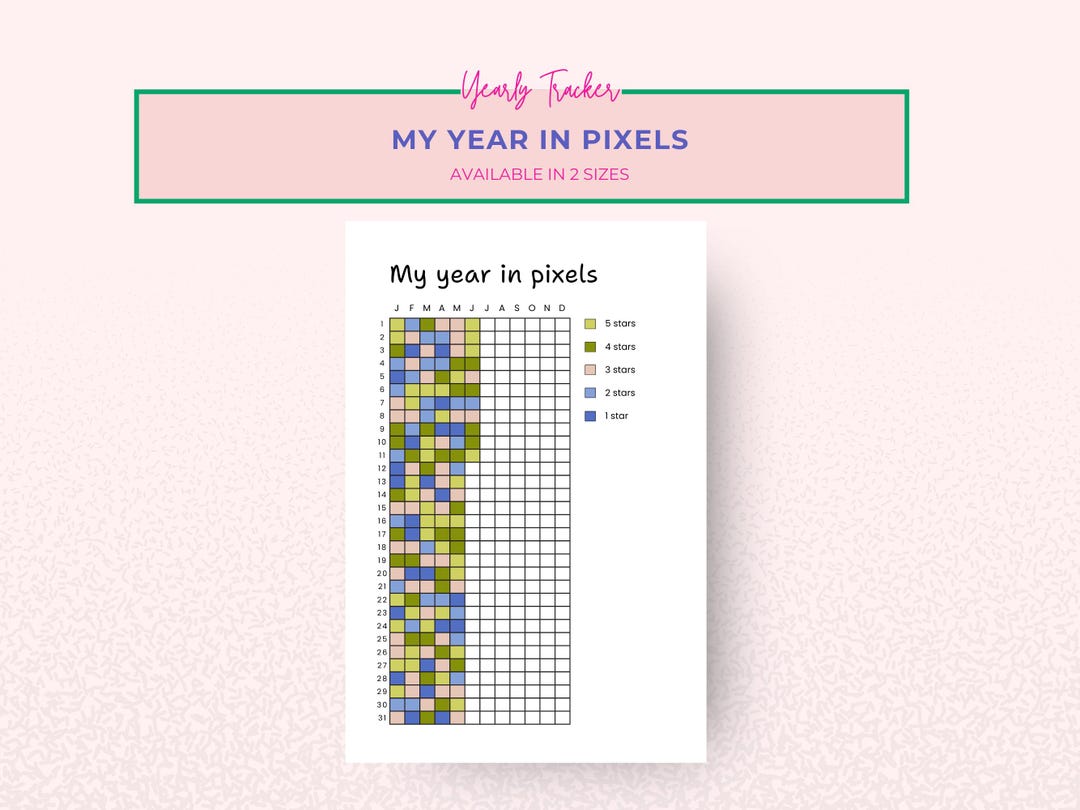 Year in Pixels - Printable Mood Tracker - Rate My Day - Daily Mood ...