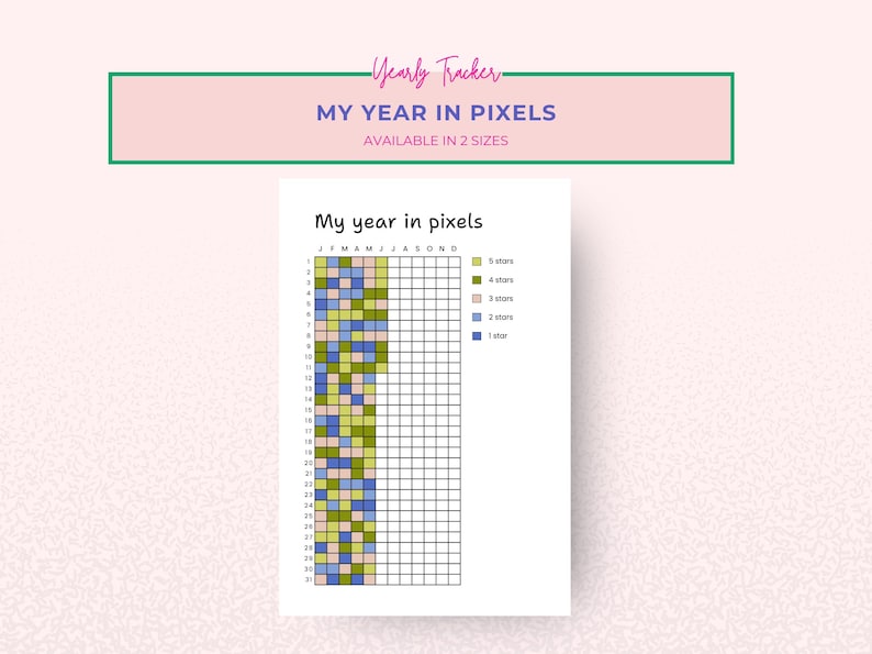 Year in Pixels - Printable Mood Tracker - Rate My Day - Daily Mood ...